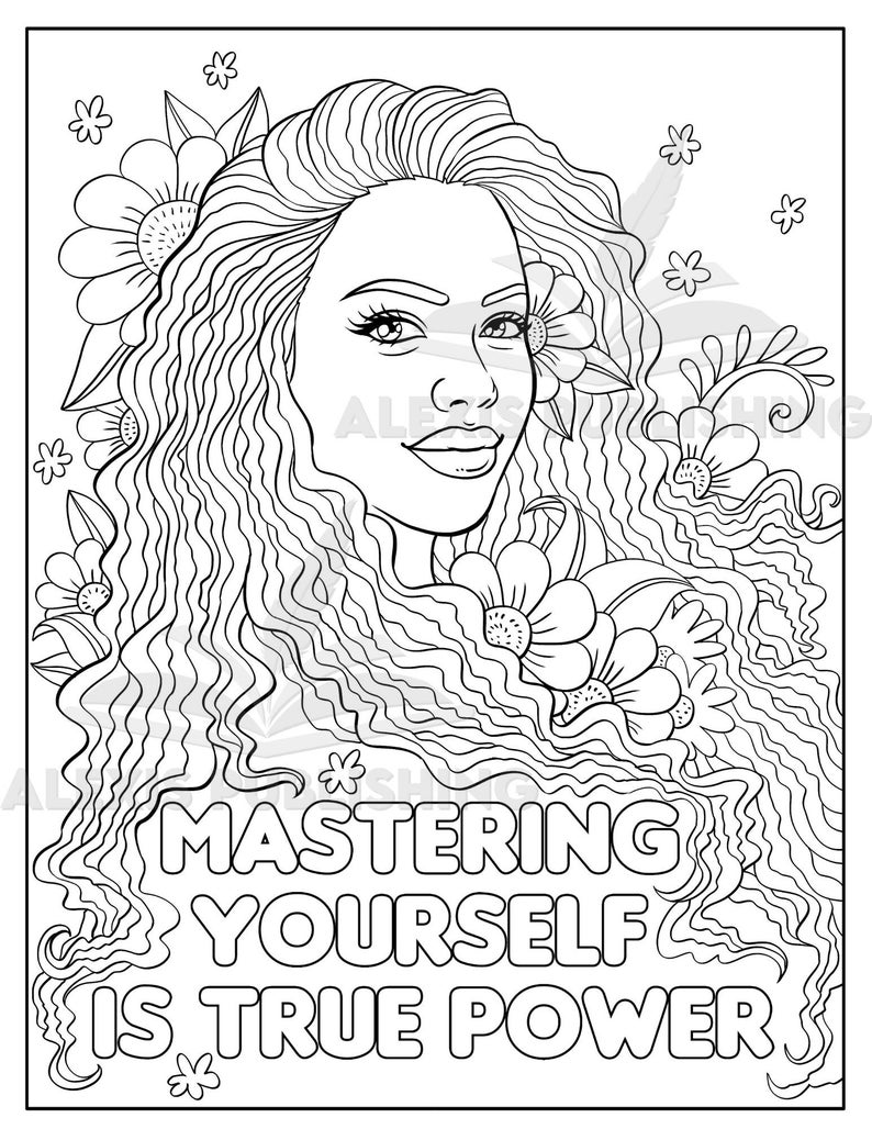 Inspirational Adult Coloring Page | Beautiful Black Woman Portrait ...