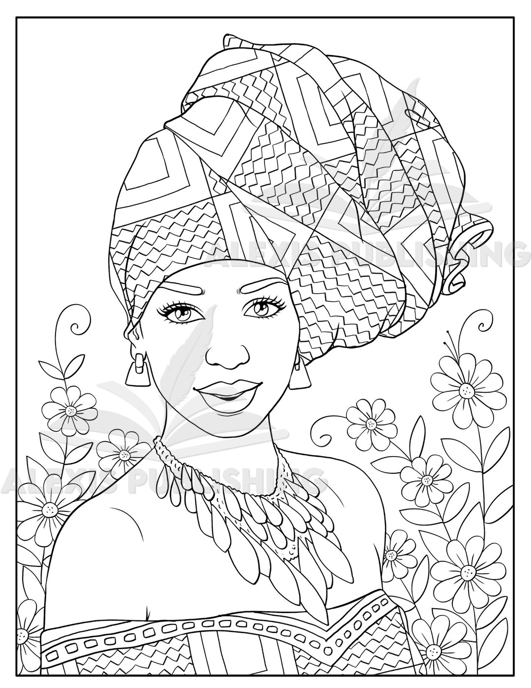 Black Women Adult Coloring Page - Melanin Girl Illustration | for ...