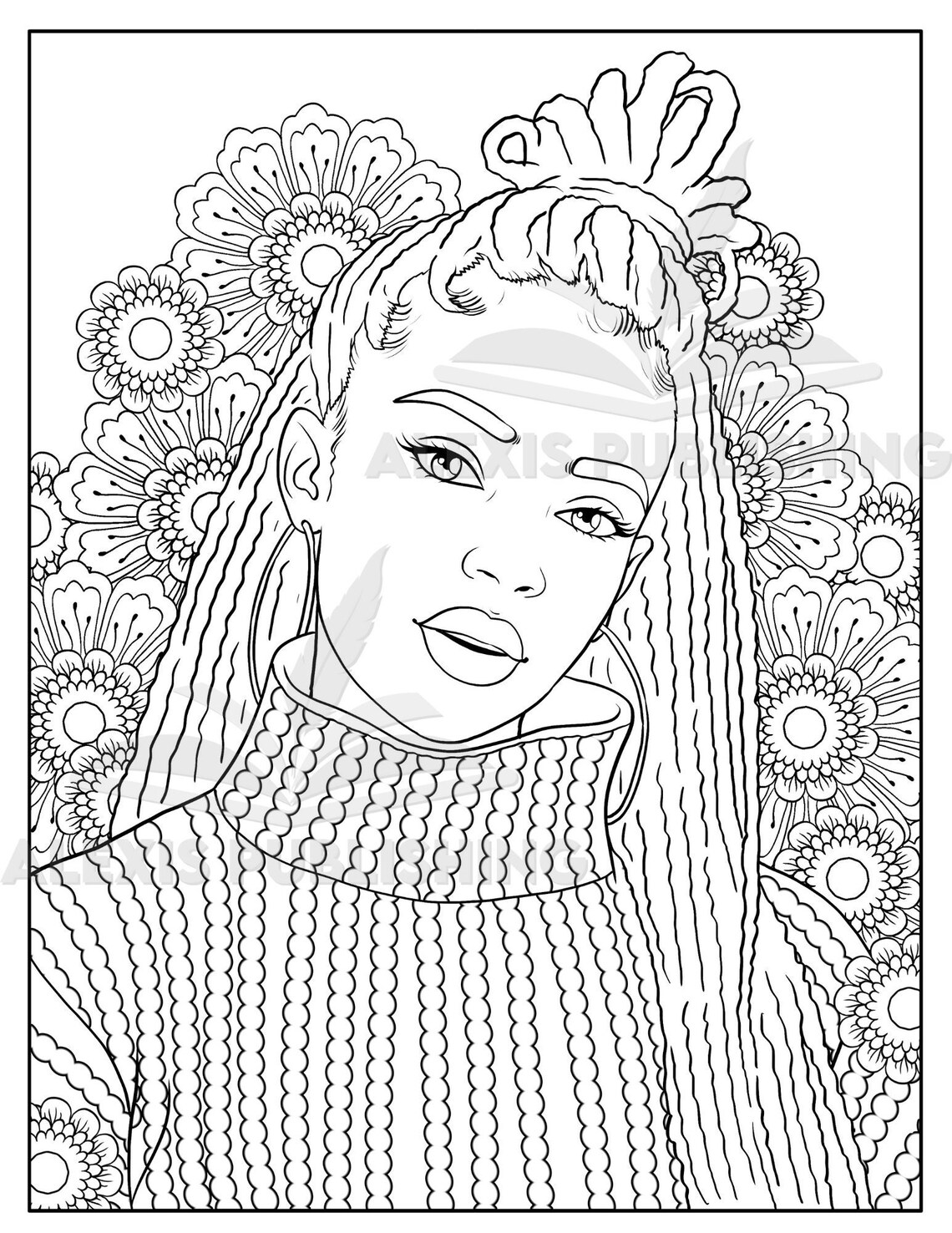 Black Women Adult Coloring Page - Melanin Girl Illustration | for ...