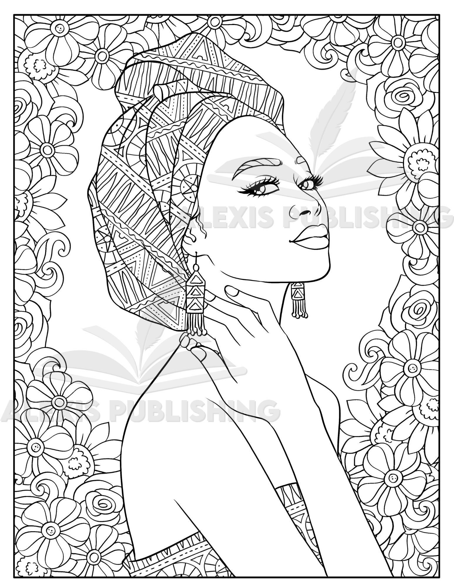 Black Women Adult Coloring Page - Melanin Girl Illustration | for ...