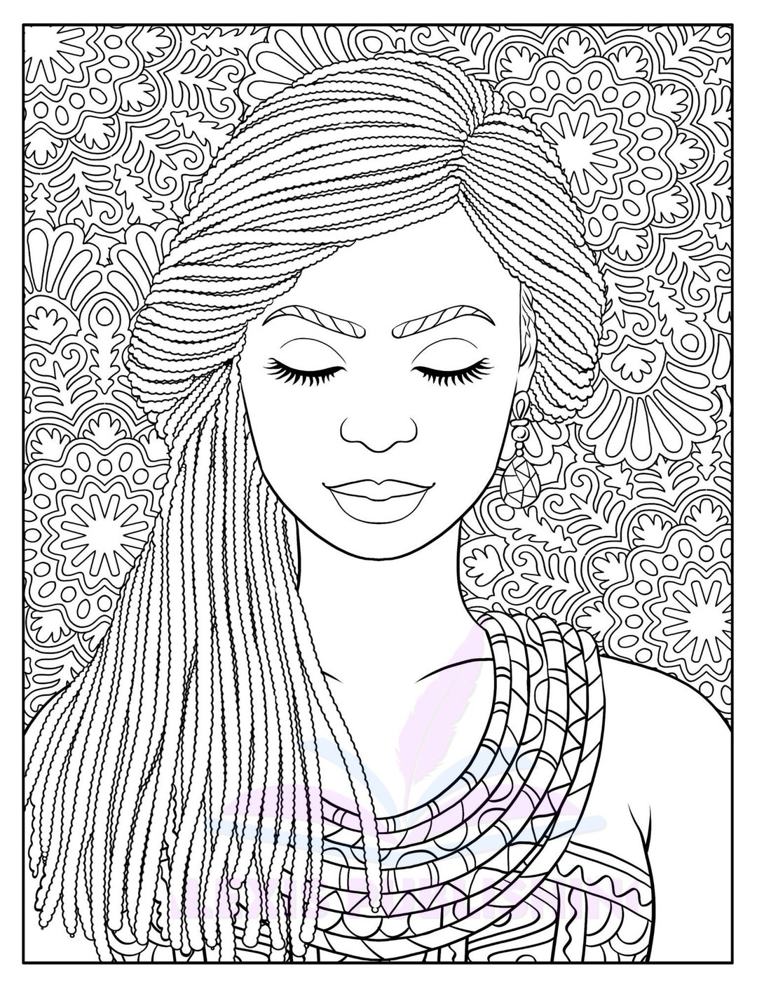 Adult Coloring Page (instant Download), Beautiful Black Women ...