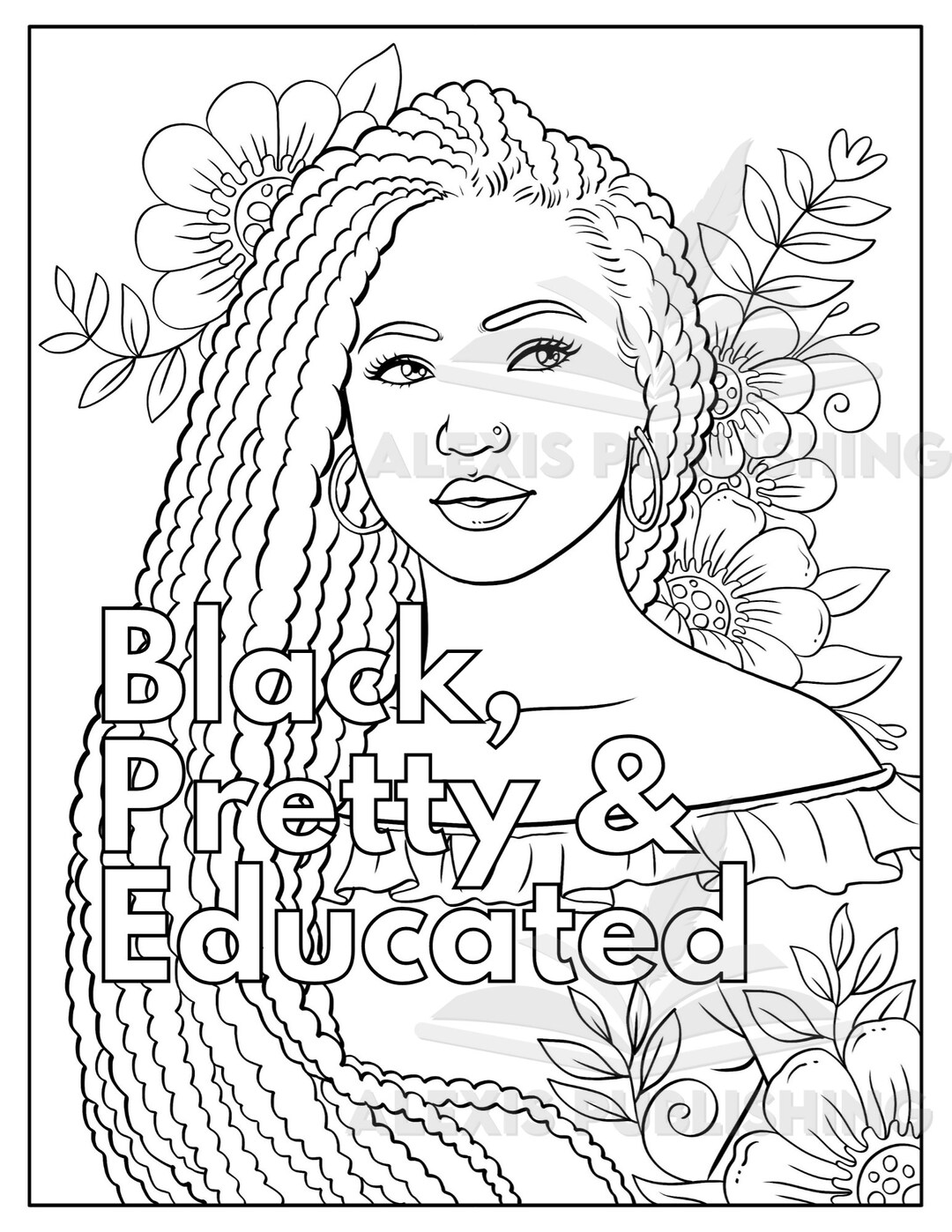 Inspirational Adult Coloring Page | Beautiful Black Woman Portrait ...