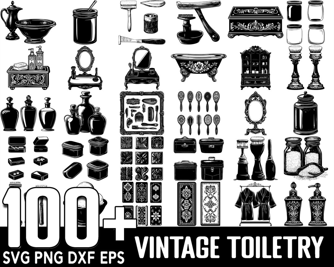 100+ Vintage Toiletry SVG Bundle, Instant Digital Download, PNG, SVG ...