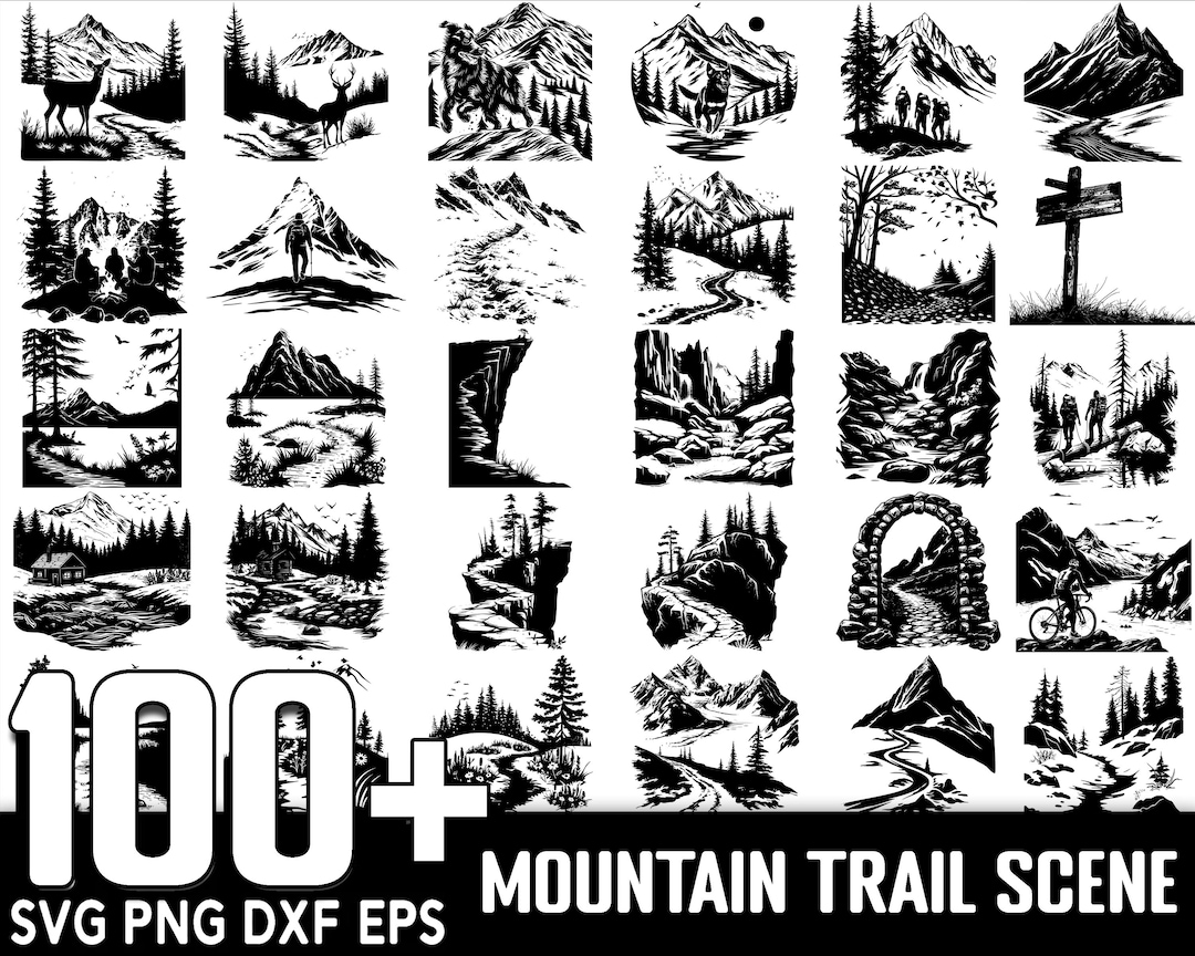 100+ Mountain Trail Scene SVG Bundle, Instant Digital Download, PNG ...