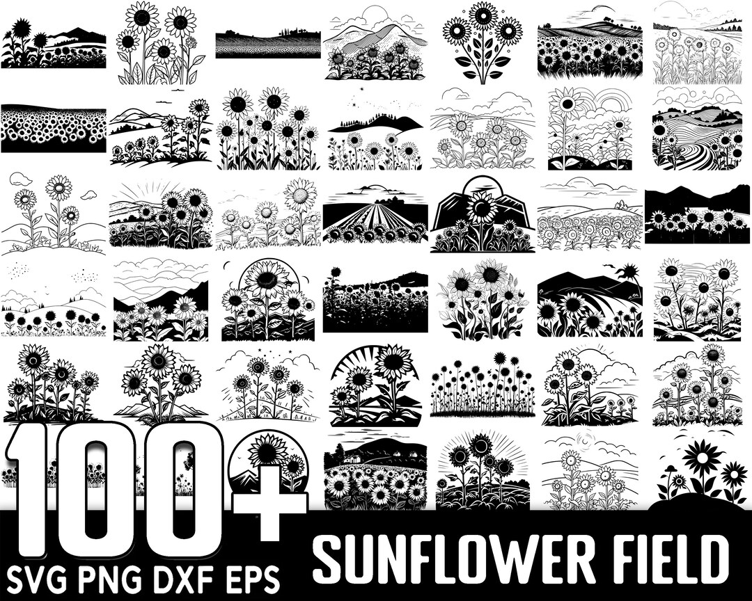 100+ Sunflower Field SVG Bundle,instant Digital Download, PNG, SVG Cut ...
