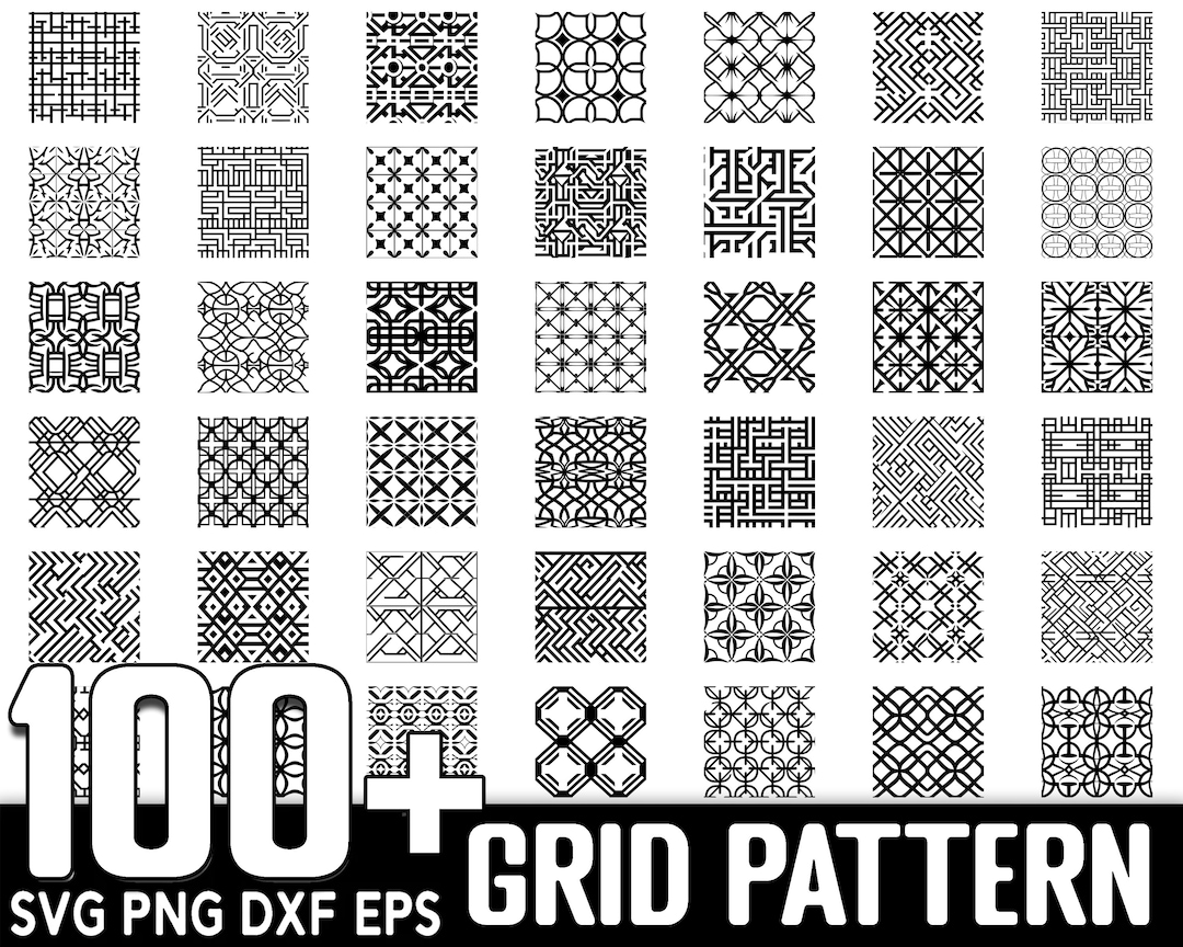 100+ Grid Seamless Pattern SVG Bundle, Instant Digital Download, PNG ...