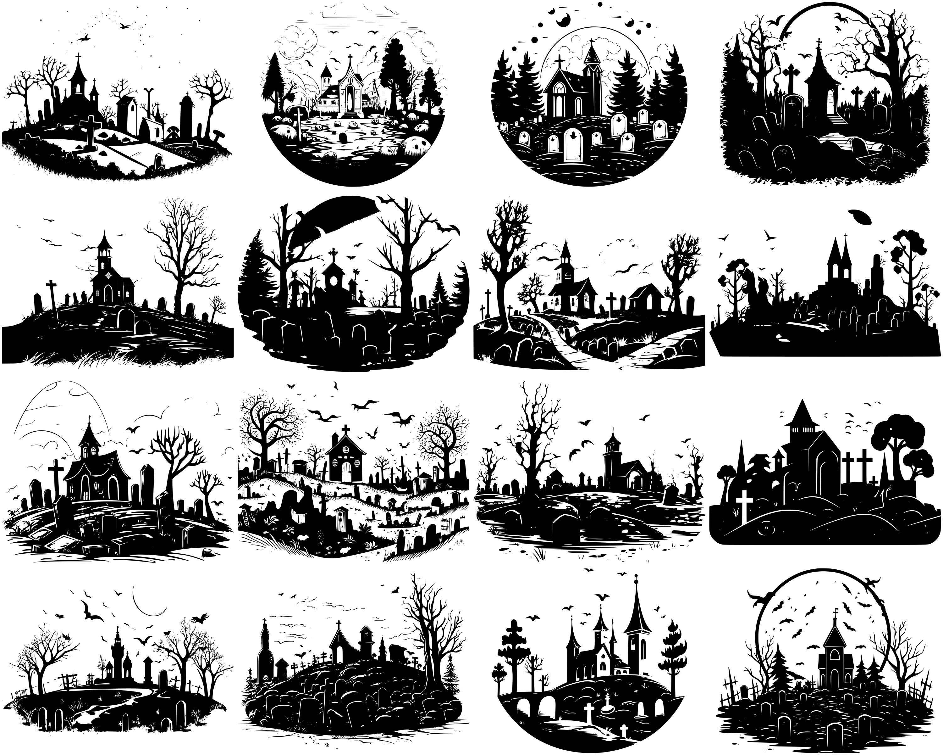 100+ Graveyard SVG Bundle, Instant Digital Download, PNG, SVG Cut Files ...