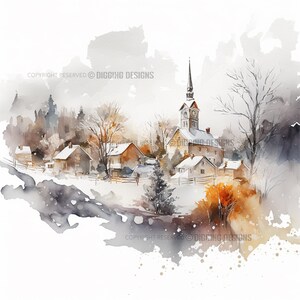 Set of 21, Winter Village Clipart, Winter Village Clip Art, Winter ...