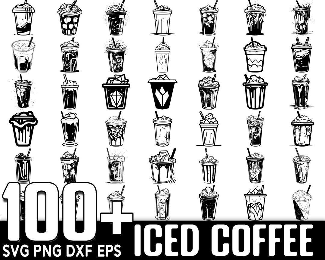 100+ Iced Coffee Cup SVG Bundle, Instant Digital Download, PNG, SVG Cut ...