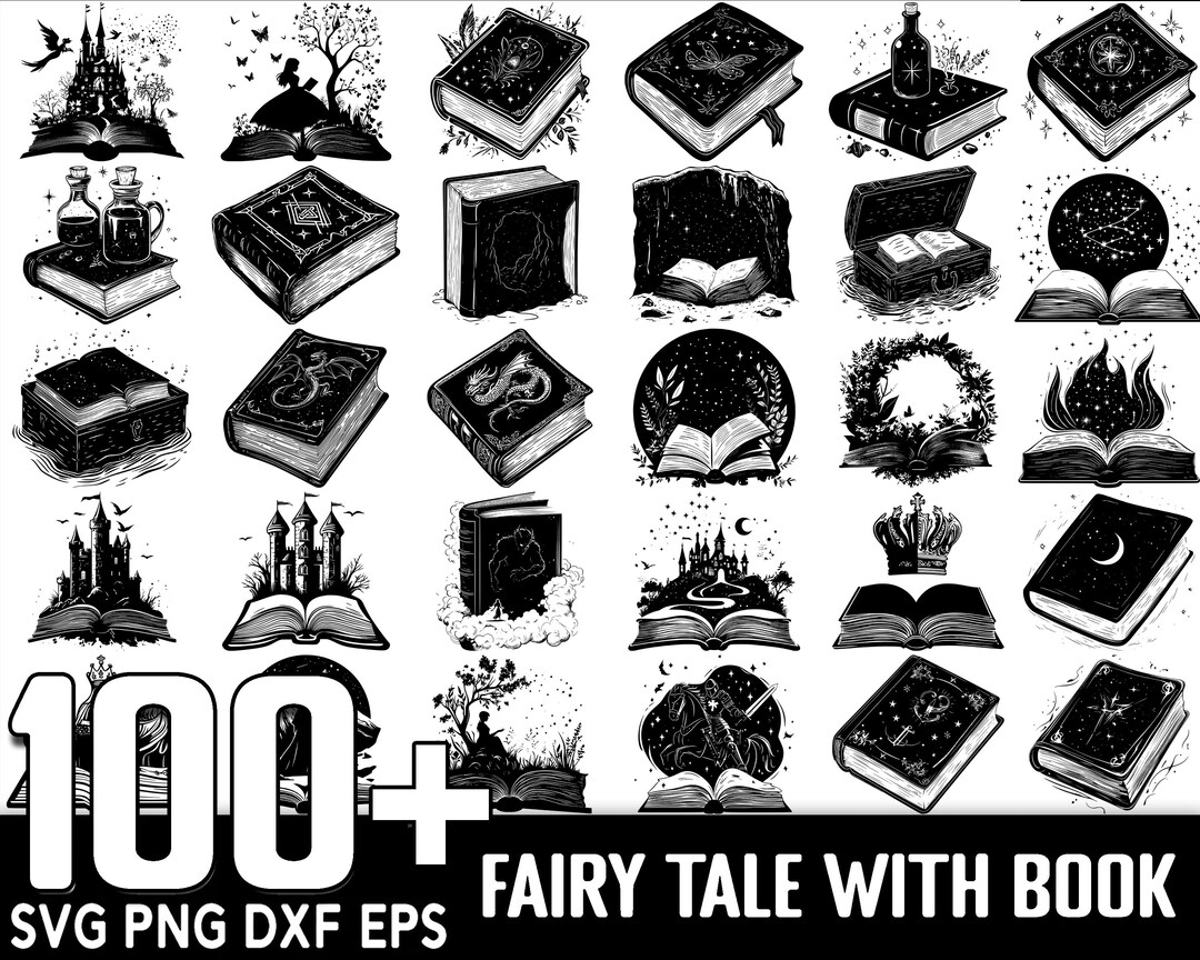 100+ Fairy Tale Book SVG Bundle, Instant Digital Download, PNG, SVG Cut ...