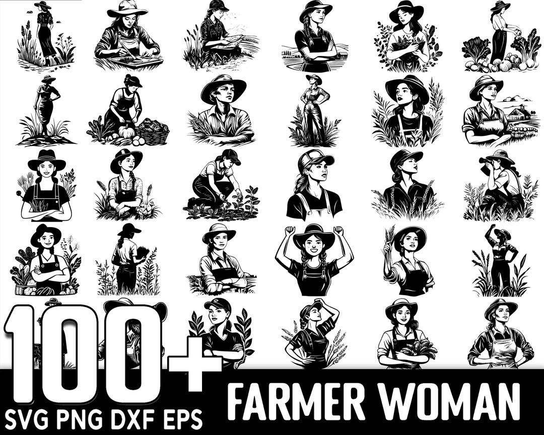 100+ Farmer Woman SVG Bundle, Instant Digital Download, PNG, SVG Cut ...