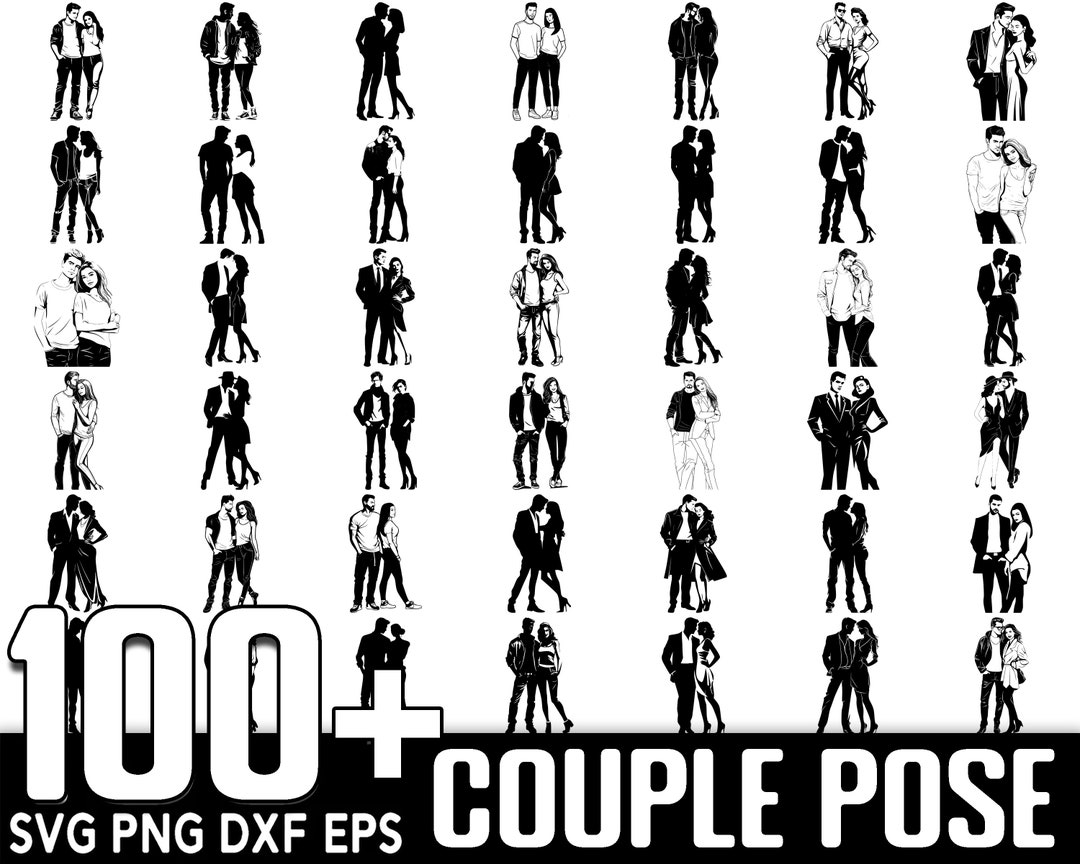 100+ Couple Pose SVG Bundle, Instant Digital Download, PNG, SVG Cut ...