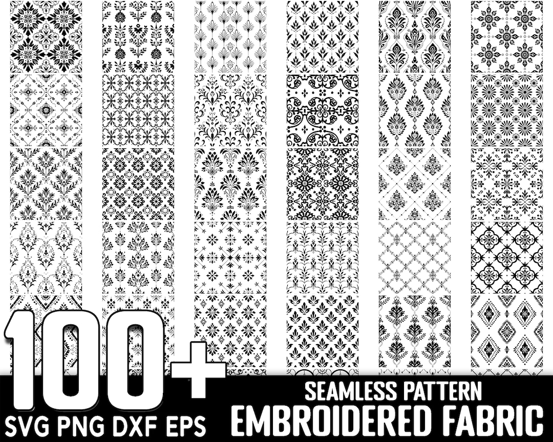 100+ Embroidered Seamless Pattern SVG Bundle, Instant Digital Download ...