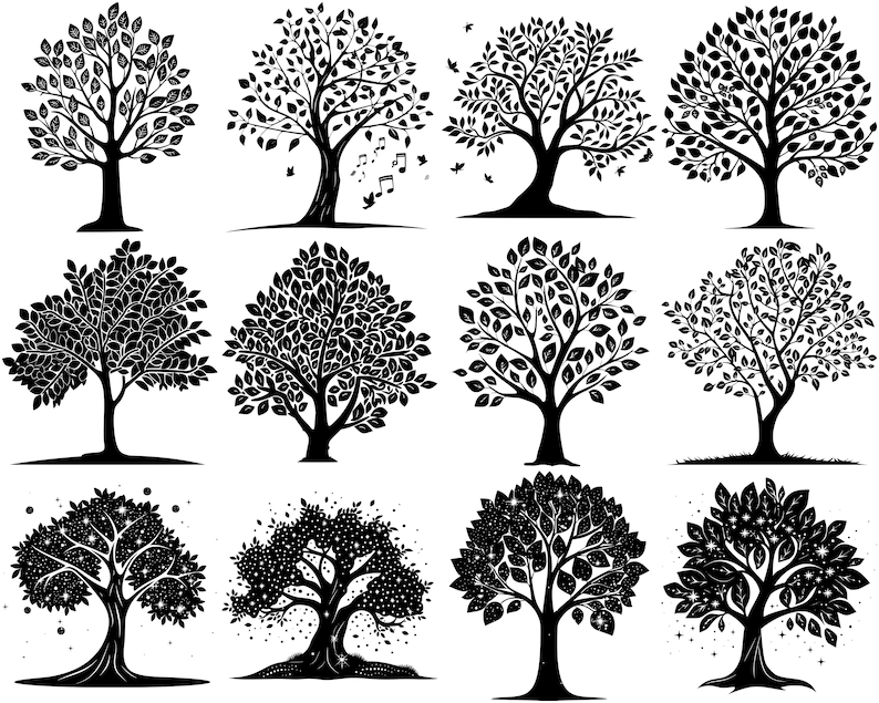 100+ Unique Trees SVG Bundle, Instant Digital Download, PNG, SVG Cut ...