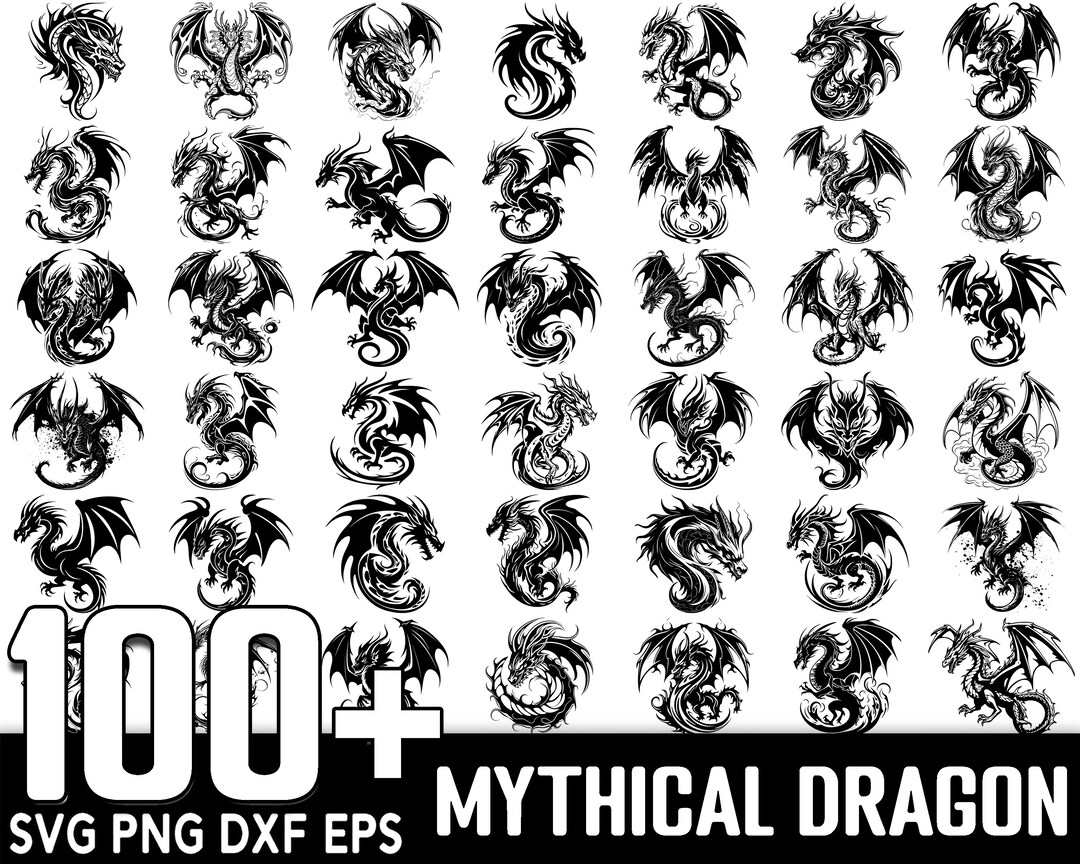 100+ Dragon SVG Bundle, Instant Digital Download, PNG, SVG Cut Files - Etsy