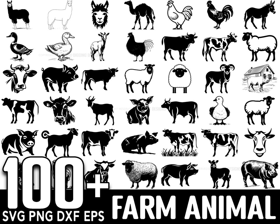100+ Farm Animals SVG Bundle, Instant Digital Download, PNG, SVG Cut ...