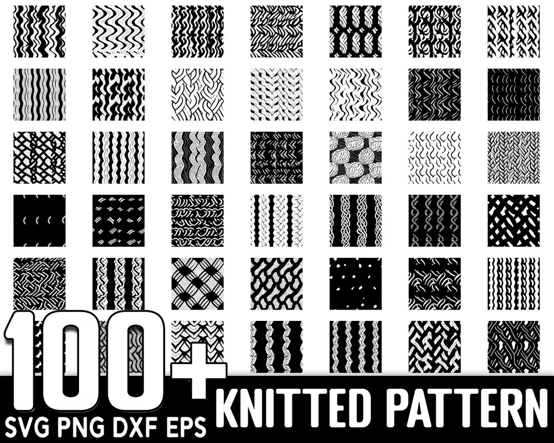 100+ Knitted Seamless Pattern SVG Bundle, Instant Digital Download, PNG ...