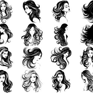 100+ Long Hair SVG Bundle, Instant Digital Download, PNG, SVG Cut Files ...