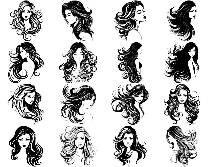 100+ Long Hair SVG Bundle, Instant Digital Download, PNG, SVG Cut Files ...