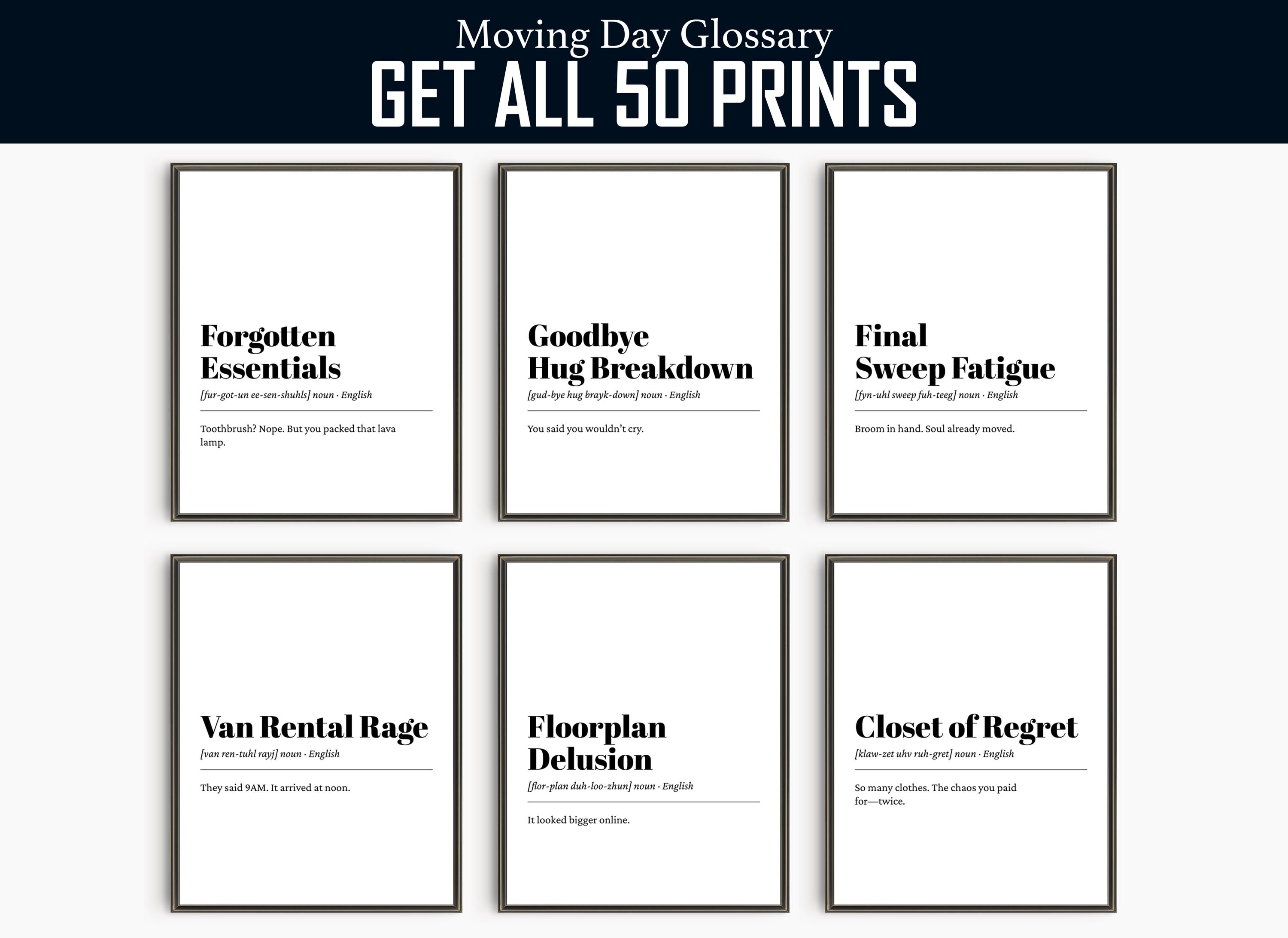 Funny Moving Day Prints: New Home Definition Poster Set (digital ...
