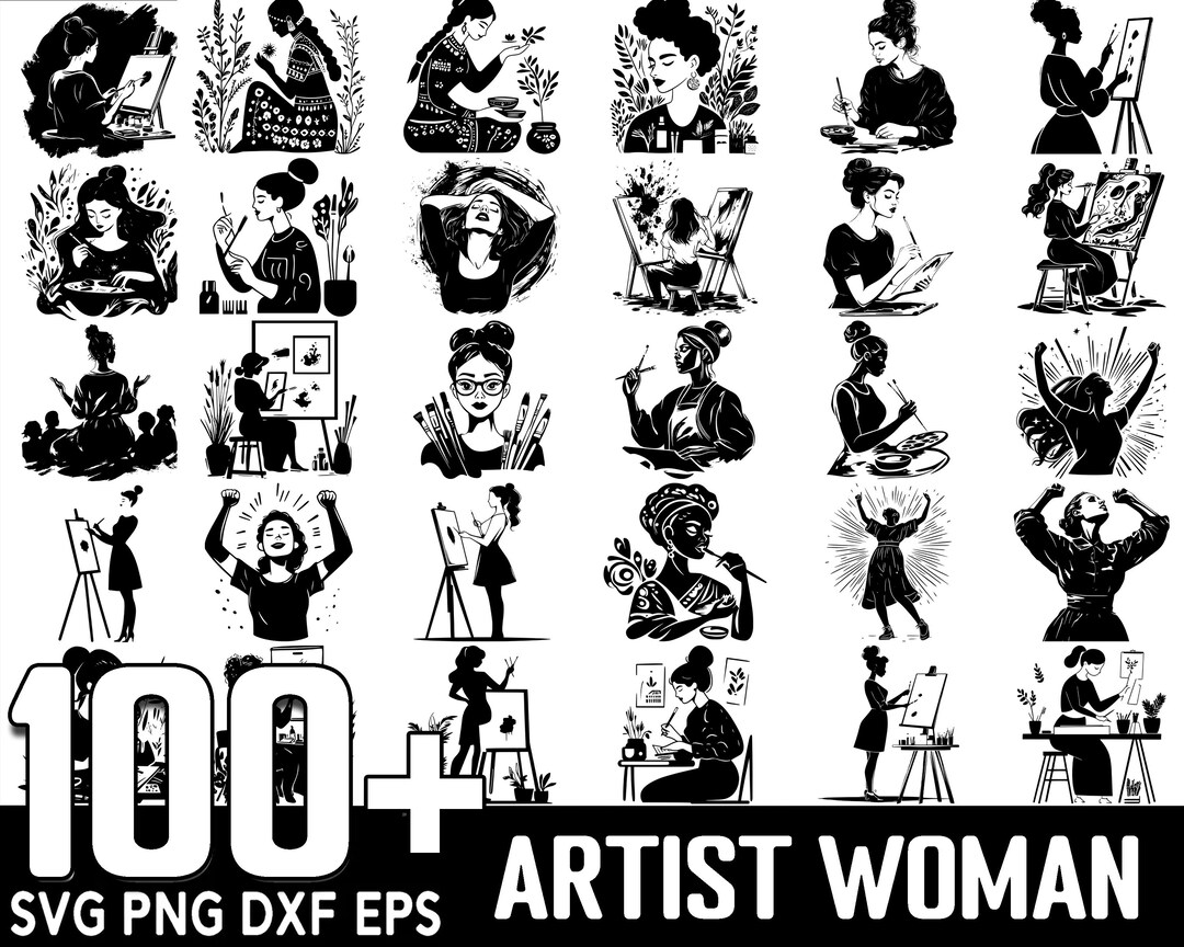 100+ Artist Woman SVG Bundle, Instant Digital Download, PNG, SVG Cut ...