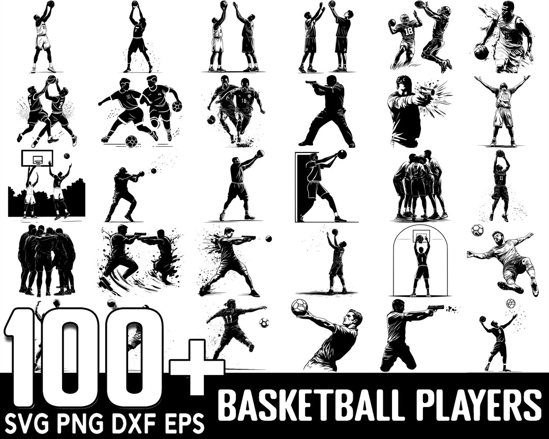 100 Basketball Players Shooting SVG Bundle, Instant Digital Download ...