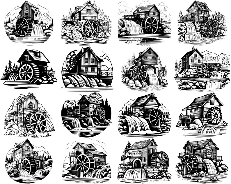 100+ Waterwheel Mill SVG Bundle, Instant Digital Download, PNG, SVG Cut ...