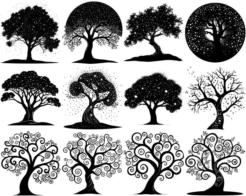 100+ Unique Trees SVG Bundle, Instant Digital Download, PNG, SVG Cut ...