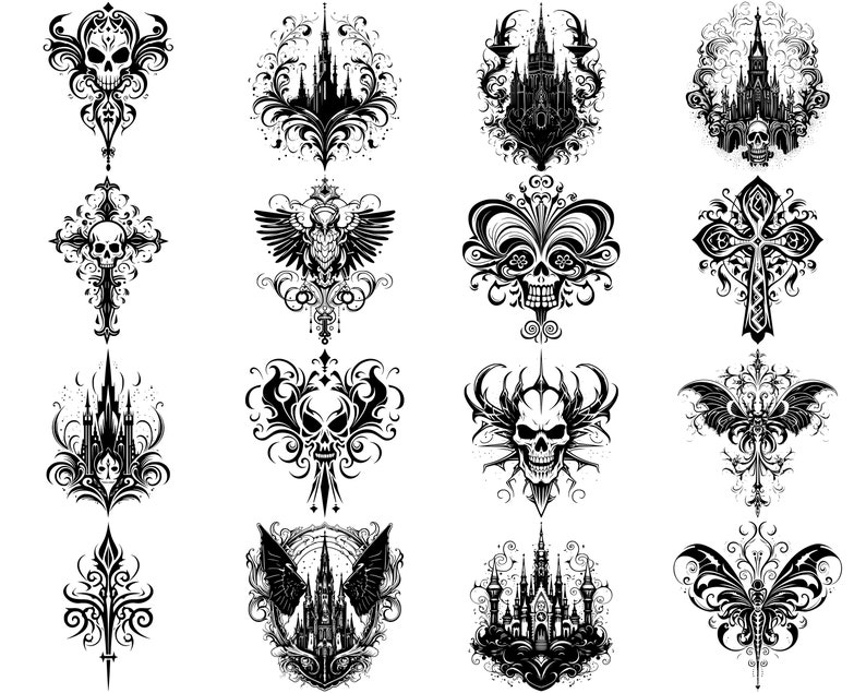 100+ Gothic Tattoo SVG Bundle, Instant Digital Download, PNG, SVG Cut ...