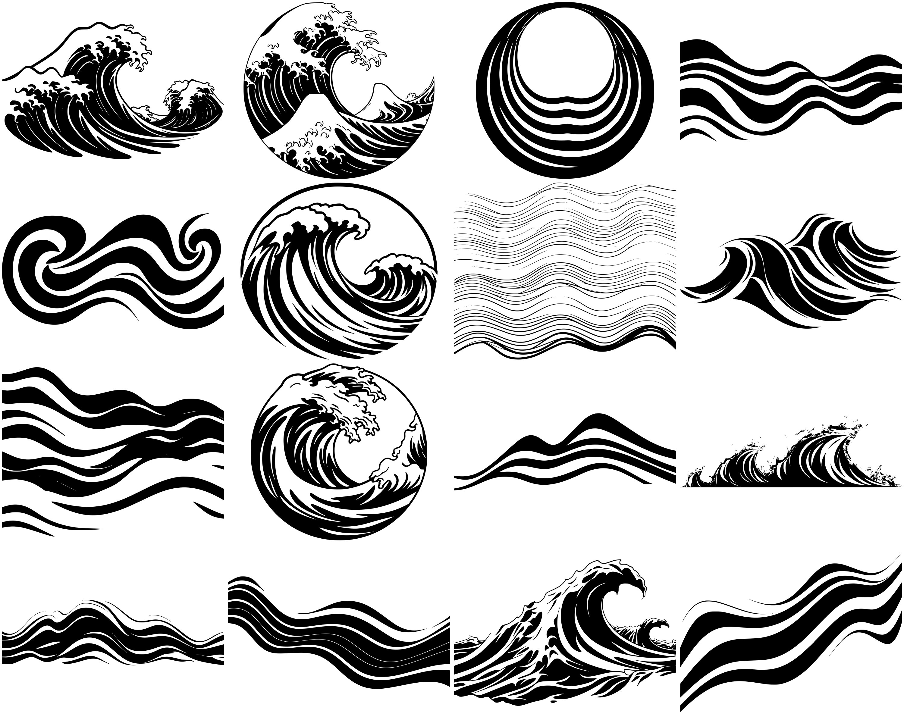 100+ Water Waves SVG Bundle, Instant Digital Download, PNG, SVG Cut ...