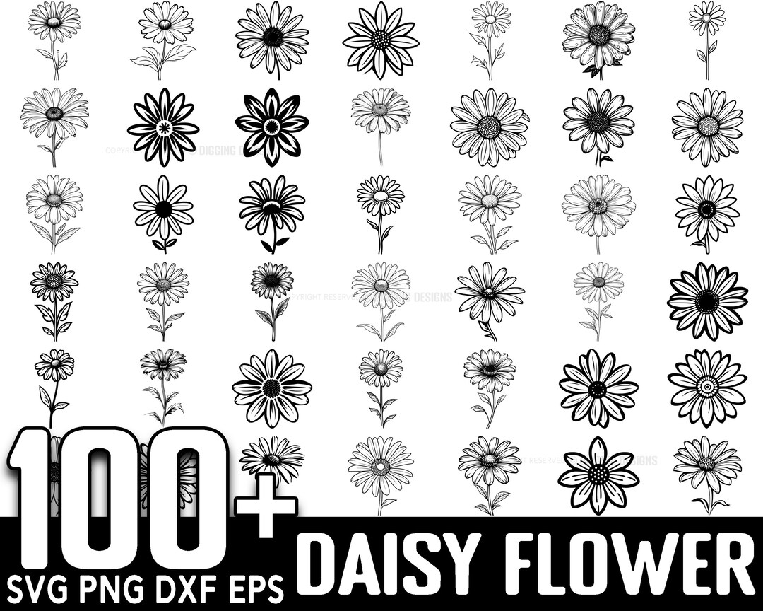100+ Daisy Flower SVG Bundle, Instant Digital Download, PNG, SVG Cut ...