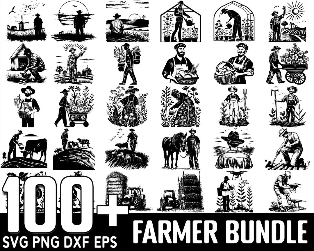 Farmer Scene SVG Bundle,instant Digital Download, PNG, SVG Cut Files - Etsy