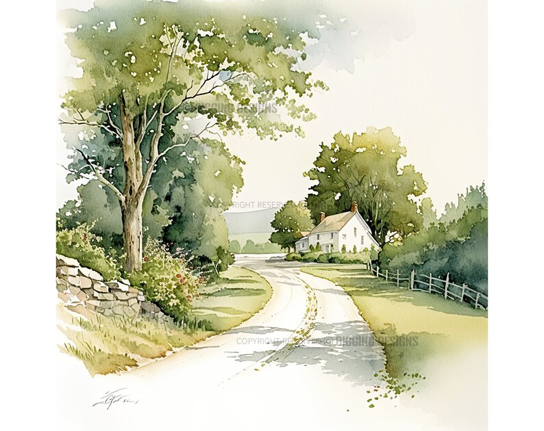 Set of 21 Country Lane Watercolor Clipart Country Lane Clip - Etsy