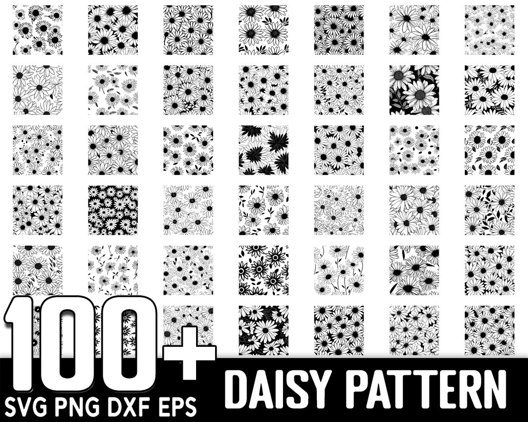100+ Daisy Flower Seamless Pattern SVG Bundle, Instant Digital Download ...