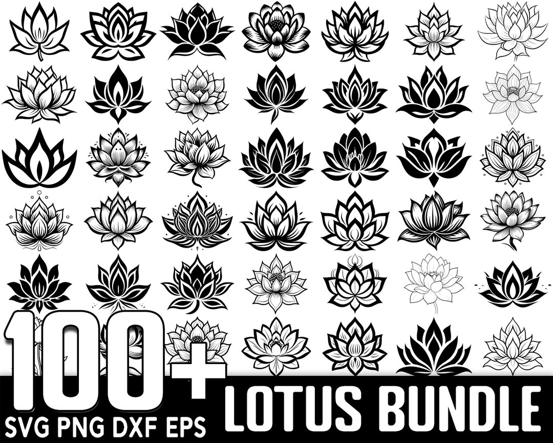 100+ Lotus SVG Bundle, Instant Digital Download, PNG, SVG Cut Files - Etsy