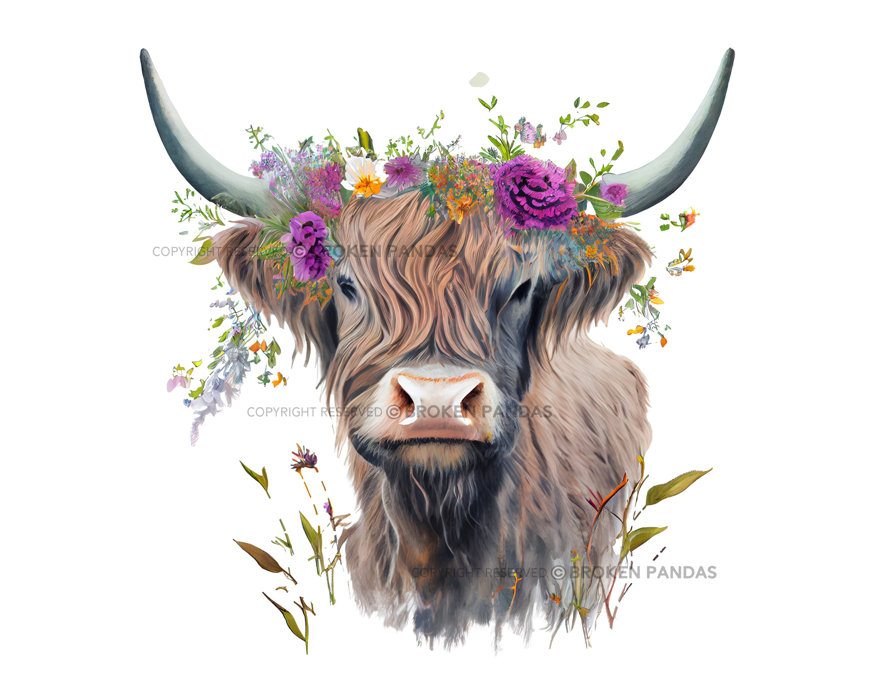 Set of 21 Highland Cow Clipart Watercolor Clipart Highland - Etsy