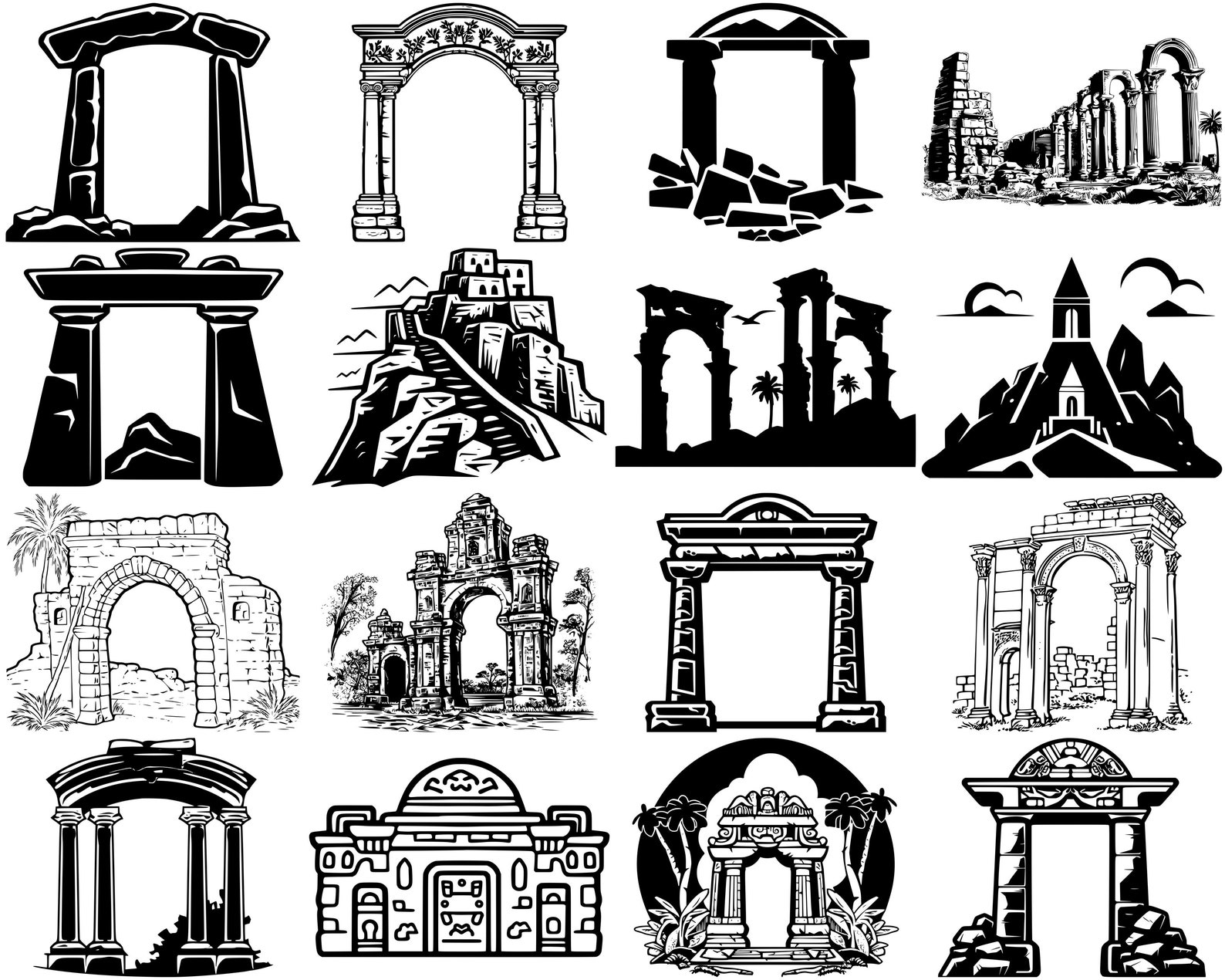 100+ Ancient Ruins SVG Bundle ,instant Digital Download, PNG, SVG Cut ...