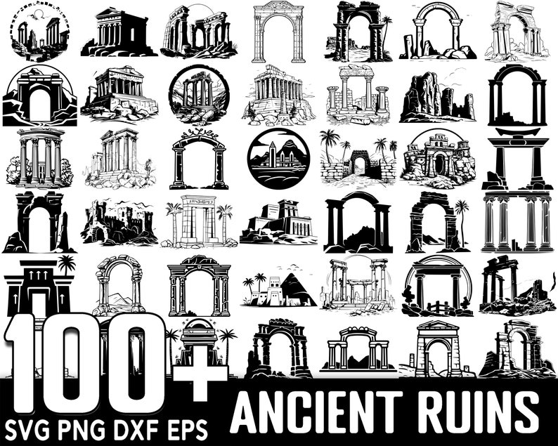 100+ Ancient Ruins SVG Bundle ,instant Digital Download, PNG, SVG Cut ...