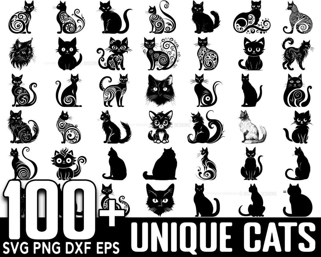100+ Cat SVG Bundle, Instant Digital Download, PNG, SVG Cut Files - Etsy