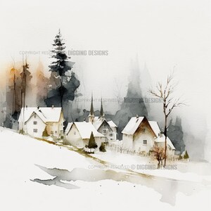 Set of 21, Winter Village Clipart, Winter Village Clip Art, Winter ...