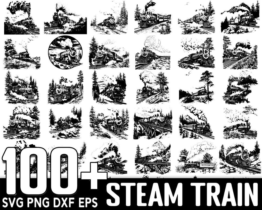 100+ Steam Train SVG Bundle, Instant Digital Download, PNG, SVG Cut ...