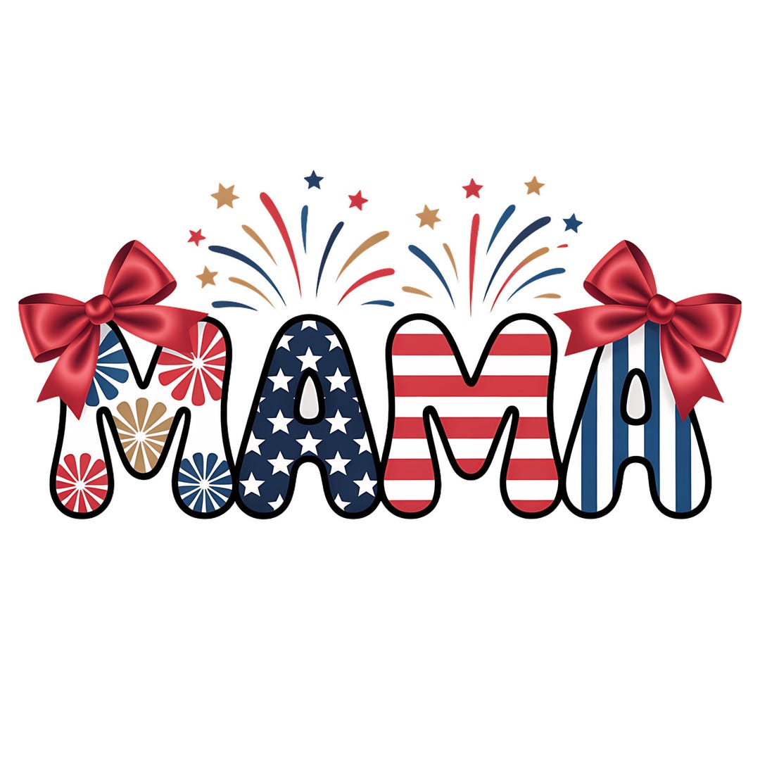 Patriotic Firework Bow Name PNG Bundle: Mom Names Sublimation Clipart ...