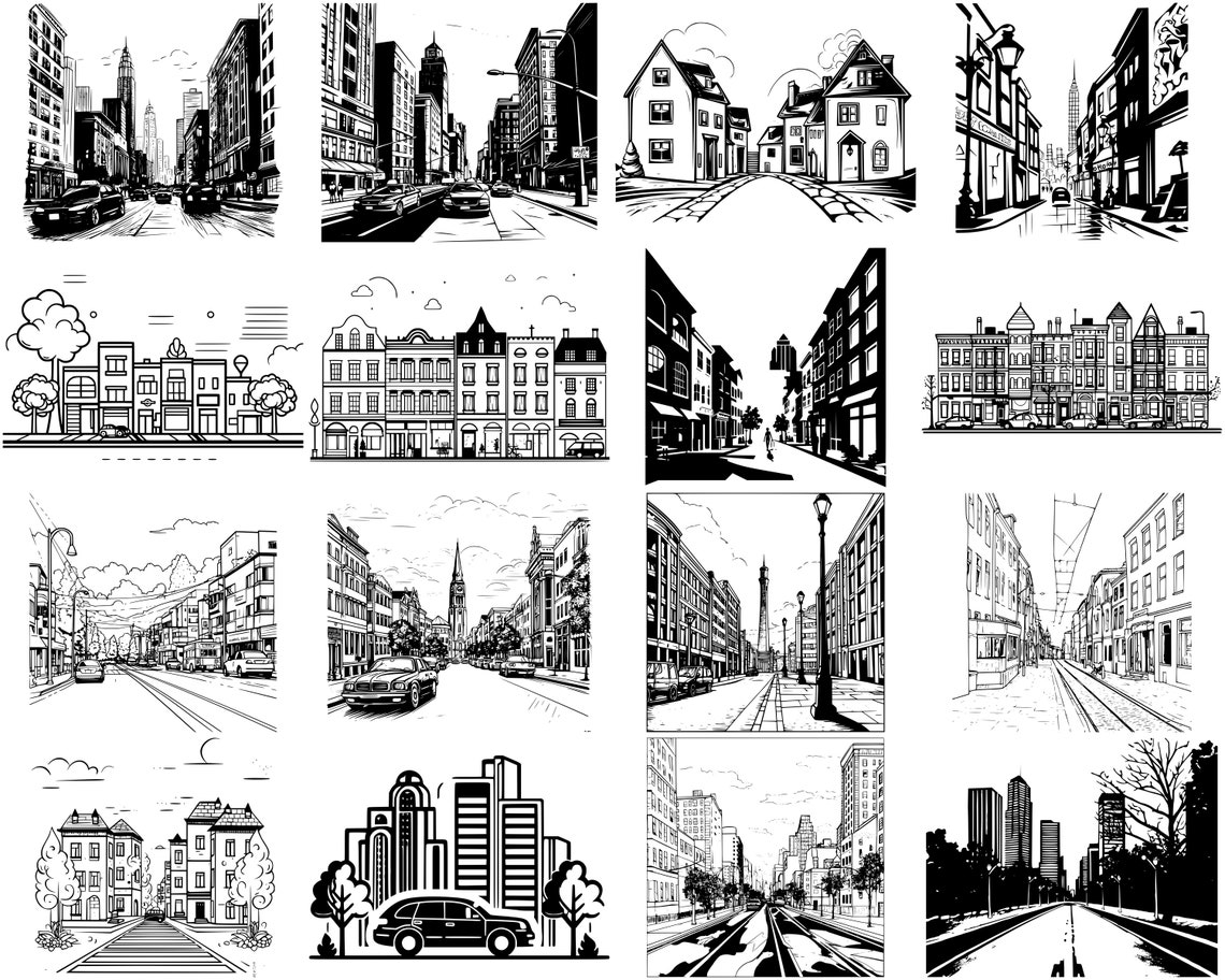 100+ City Street SVG Bundle,instant Digital Download, PNG, SVG Cut ...