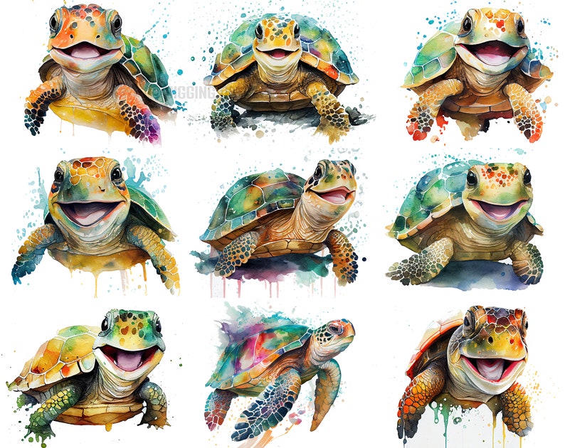 Set of 21 Turtle Clipart Happy Turtle Png Premium Quality - Etsy