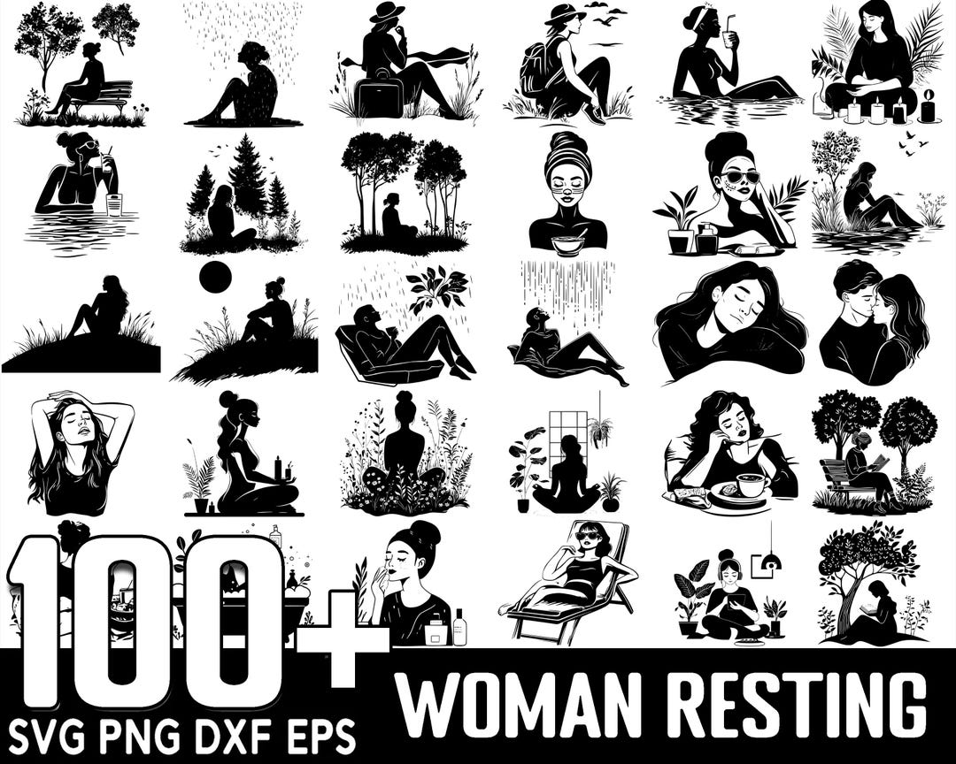 100+ Woman Resting SVG Bundle, Instant Digital Download, PNG, SVG Cut ...