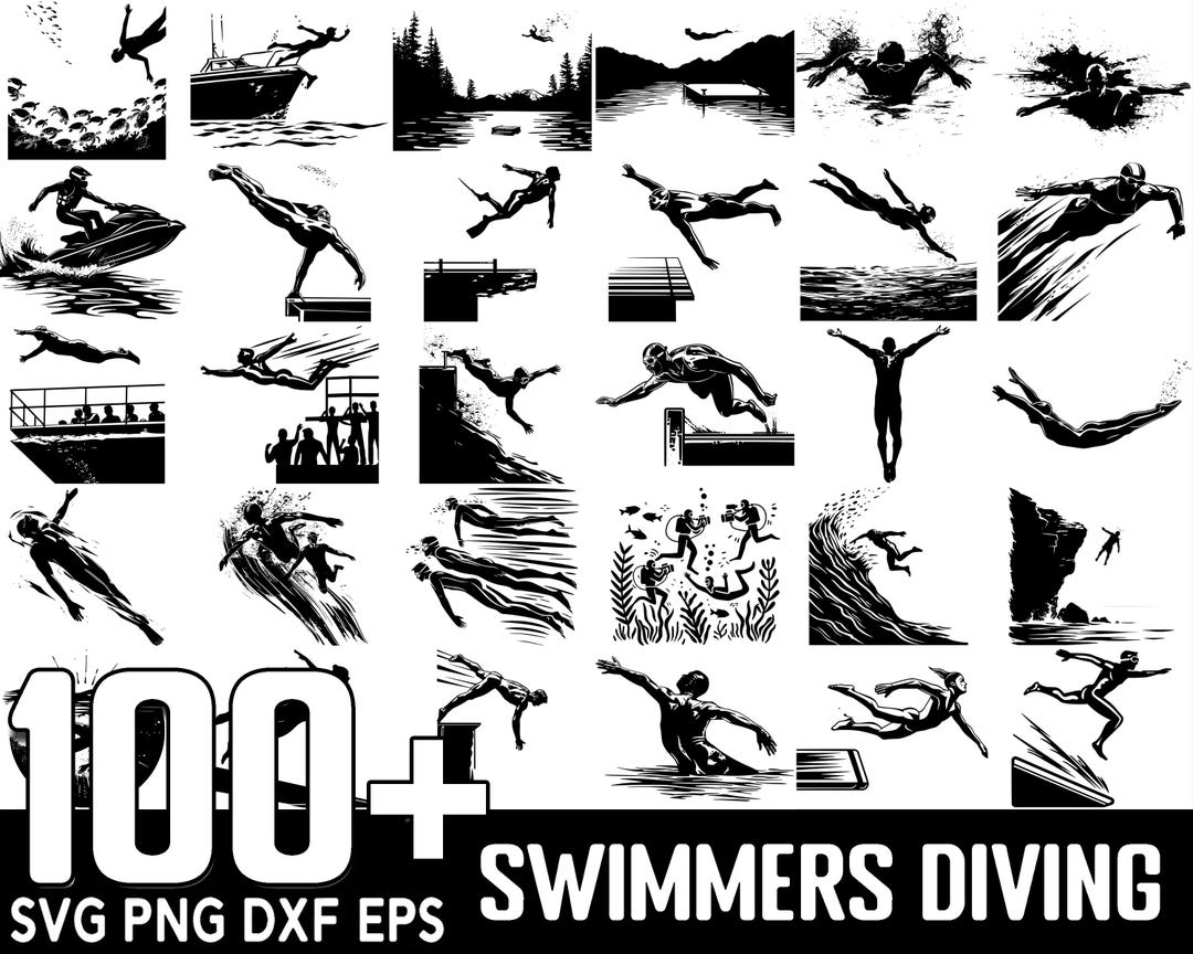 100+ Swimmers Diving off SVG Bundle, Instant Digital Download, PNG, SVG ...