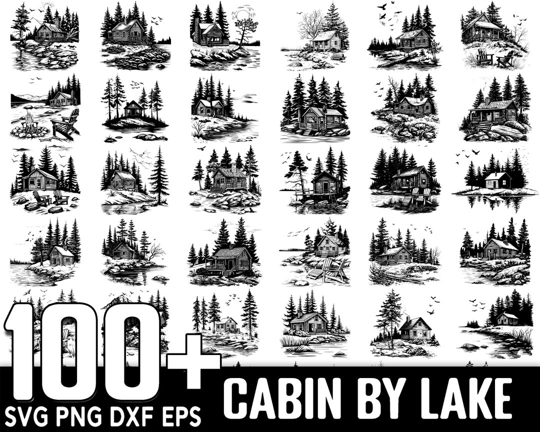 100+ Cabin by Lake Scene SVG Bundle, Instant Digital Download, PNG, SVG ...