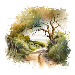 Set of 21, Country Lane Watercolor Clipart, Country Lane Clip Art ...