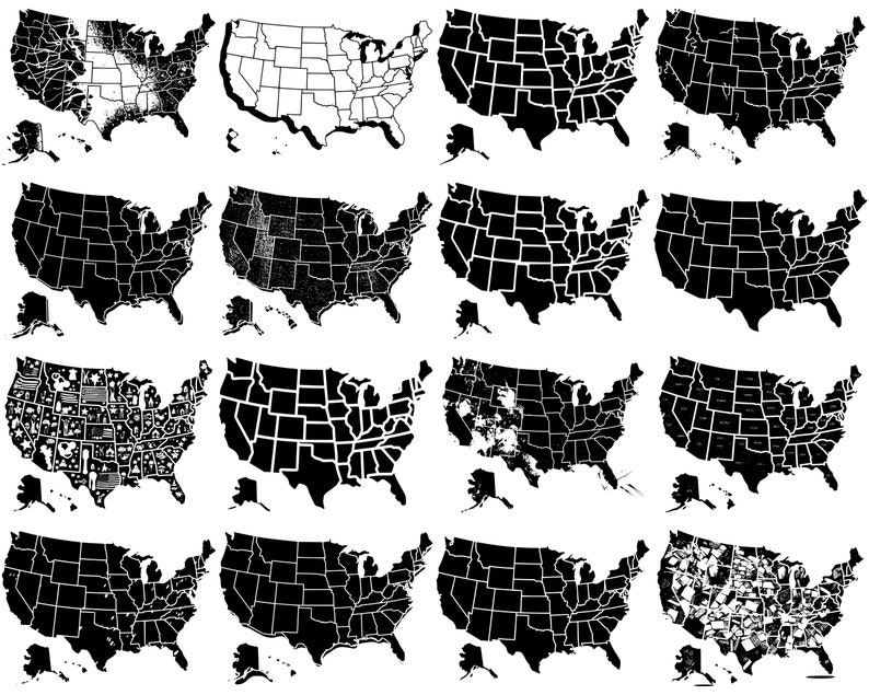100+ USA Map Svg Bundle, Instant Digital Download, PNG, SVG Cut Files ...