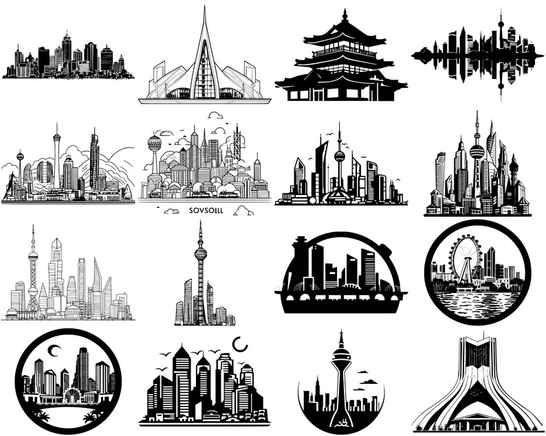 World Cities SVG Bundle,instant Digital Download, PNG, SVG Cut Files - Etsy